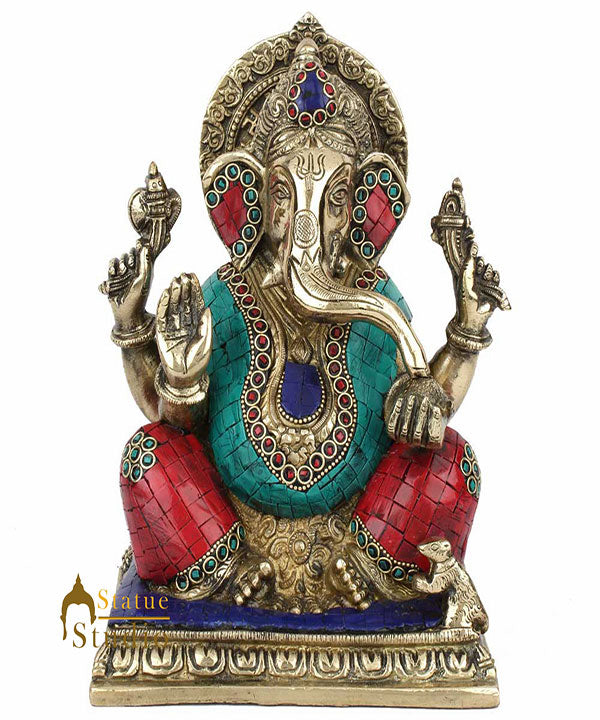 Indian Hinduism Lucky Ganpati Vinayak Lambodar Ganesh Idol Décor Inlay ...