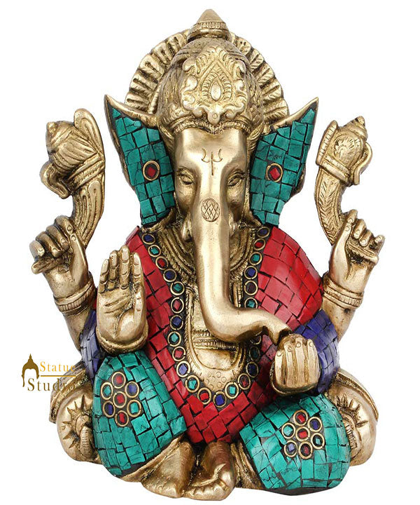 Fine Inlay Ganesha Ganpati Sitting Diwali Gift Lucky Décor Showpiece S ...