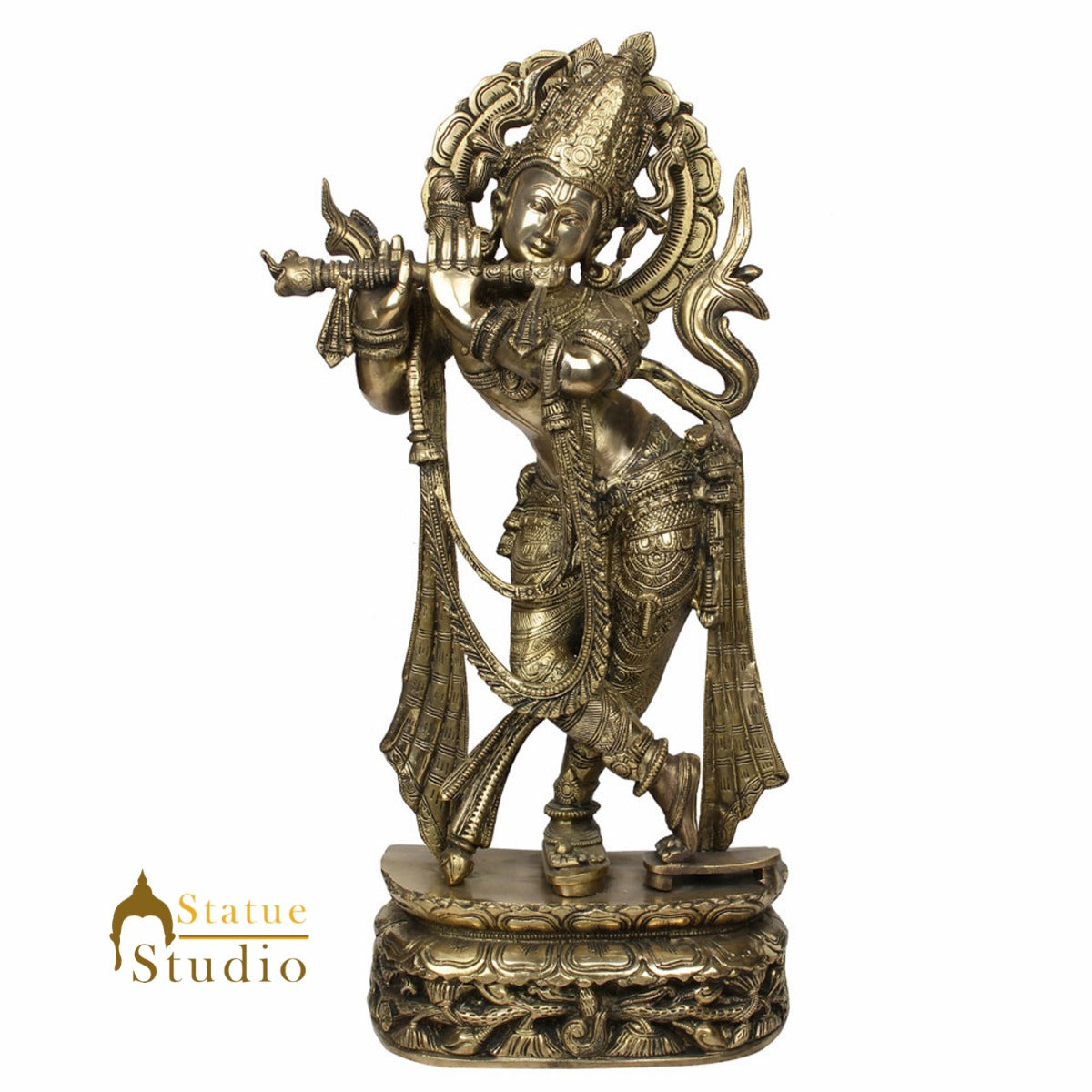 Indian Hindu God Lord Krishna Fluting Fine Décor Idol Gift Murti Statu ...