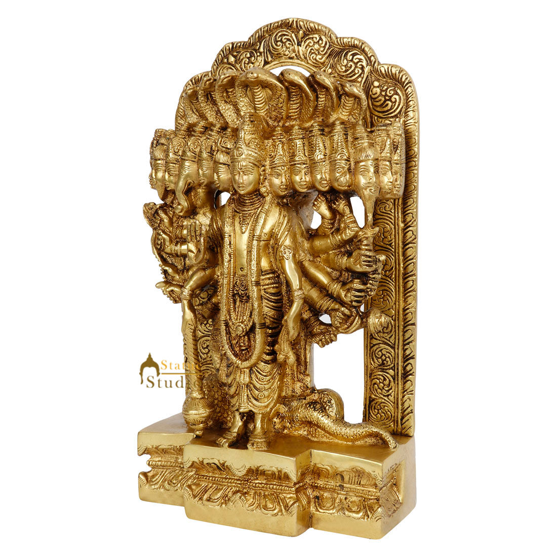 Brass Hindu Trinity God Lord Vishnu Multiple Head Statue Décor Idol ...