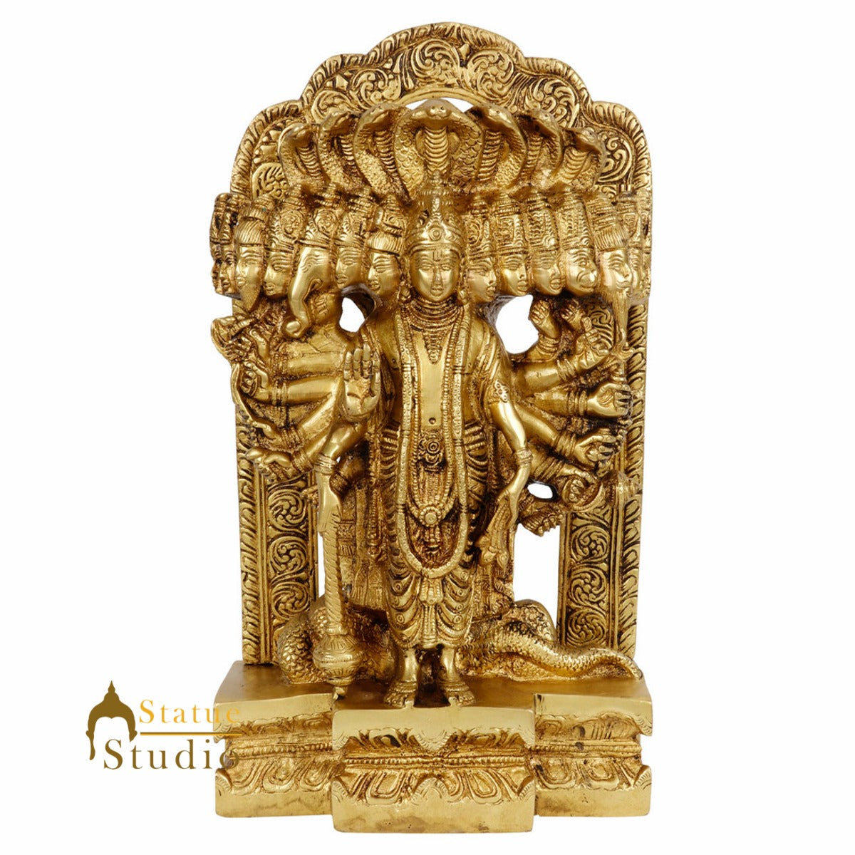 Brass Hindu Trinity God Lord Vishnu Multiple Head Statue Décor Idol Sh ...
