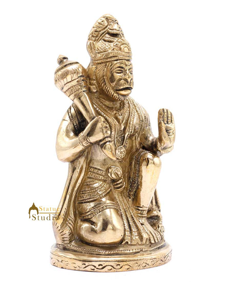 Indian Brass Mini Hanuman Lucky Décor Gift Idol Statue Showpiece Figurine