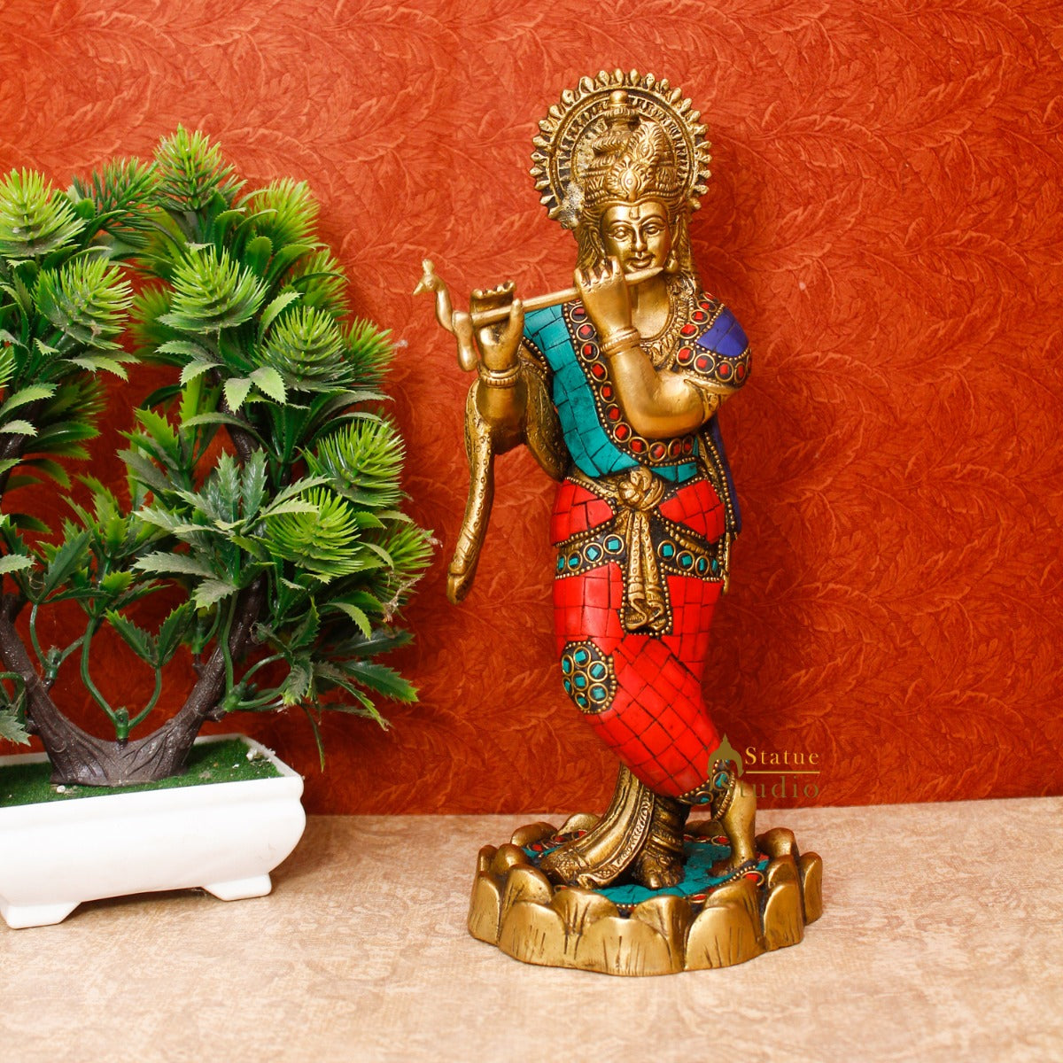 Brass Krishna Idol For Home Temple Religious Décor Lucky Gift Statue 1 ...