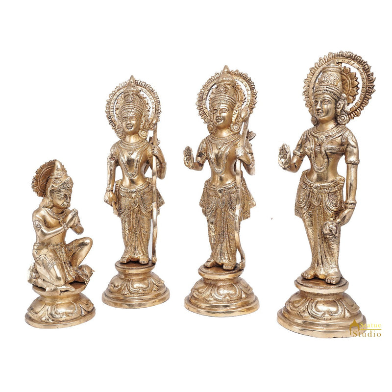 Brass Lord Rama With Family Ram Darbar Sita Laxman Hanuman Statue Idol 12"