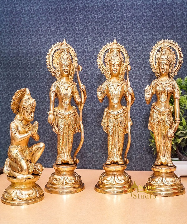 Brass Lord Rama With Family Ram Darbar Sita Laxman Hanuman Statue Idol 12"