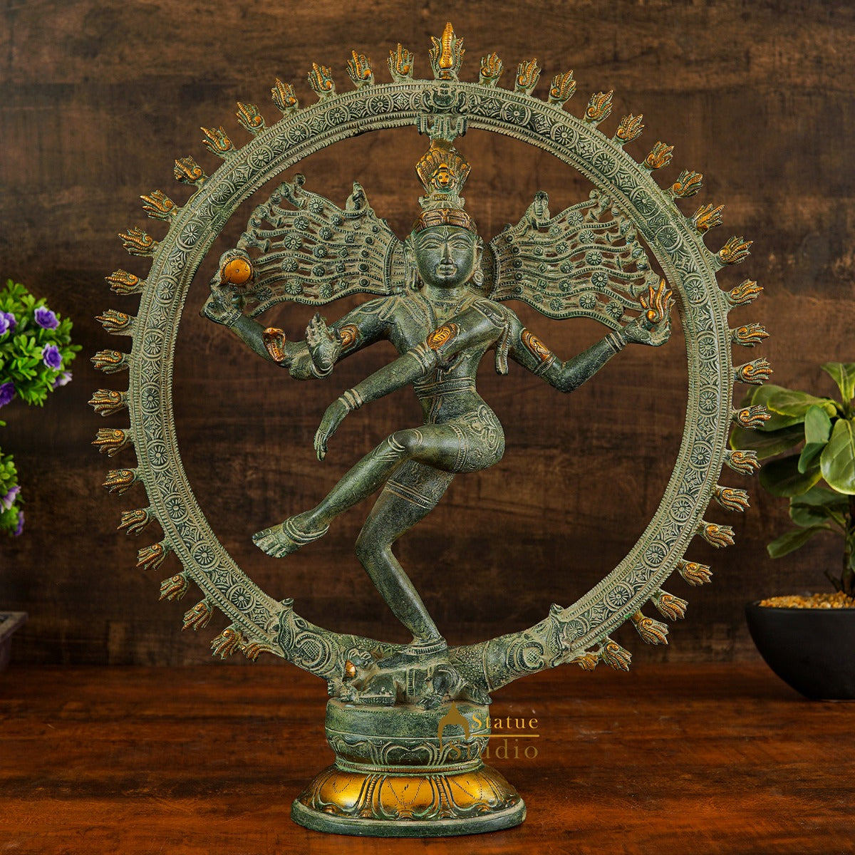 Brass Antique Nataraja Idol Home Office Dacor Statue Showpiece Big Size ...