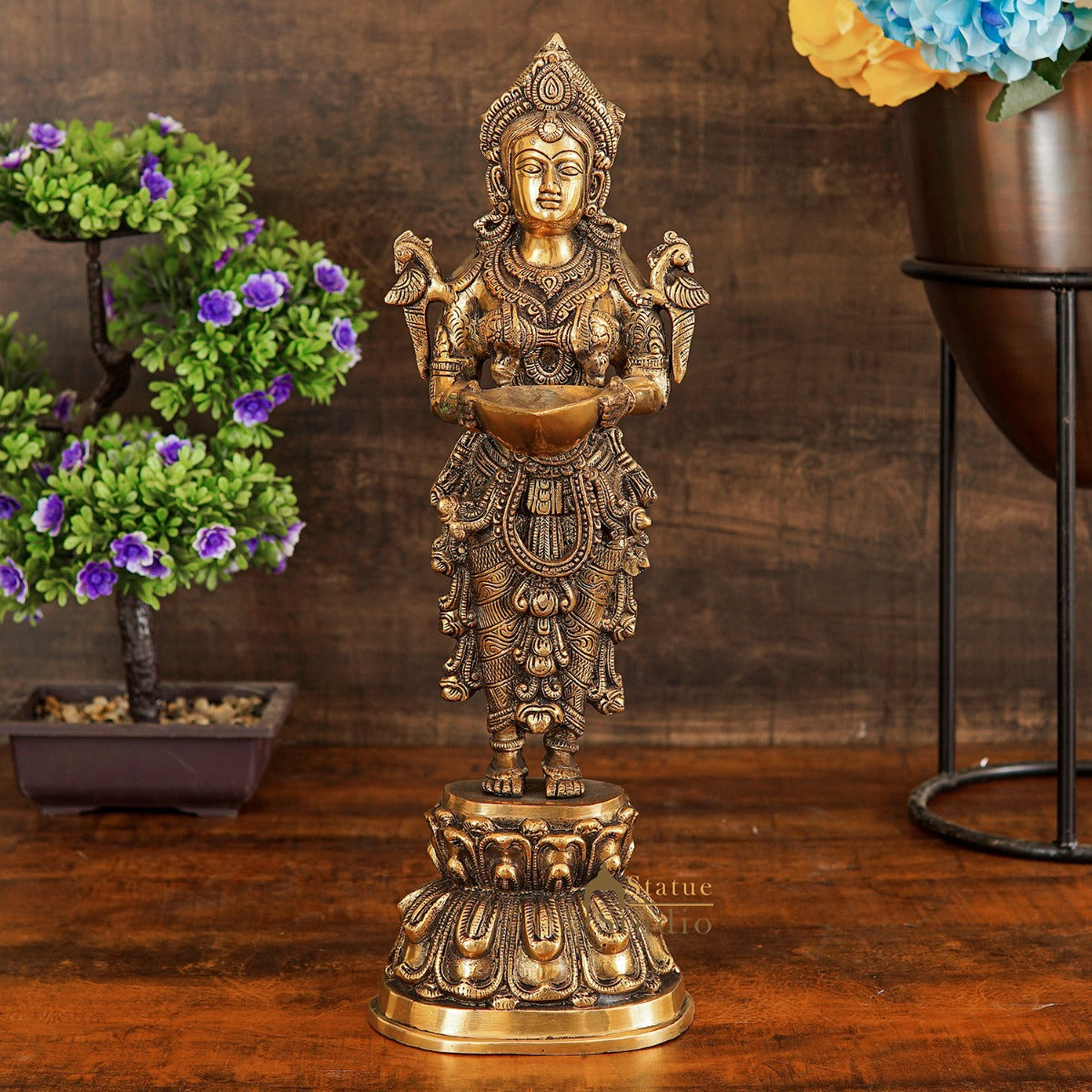 Brass Standing Deeplakshmi Statue Showpiece For Home Temple Diwali ...