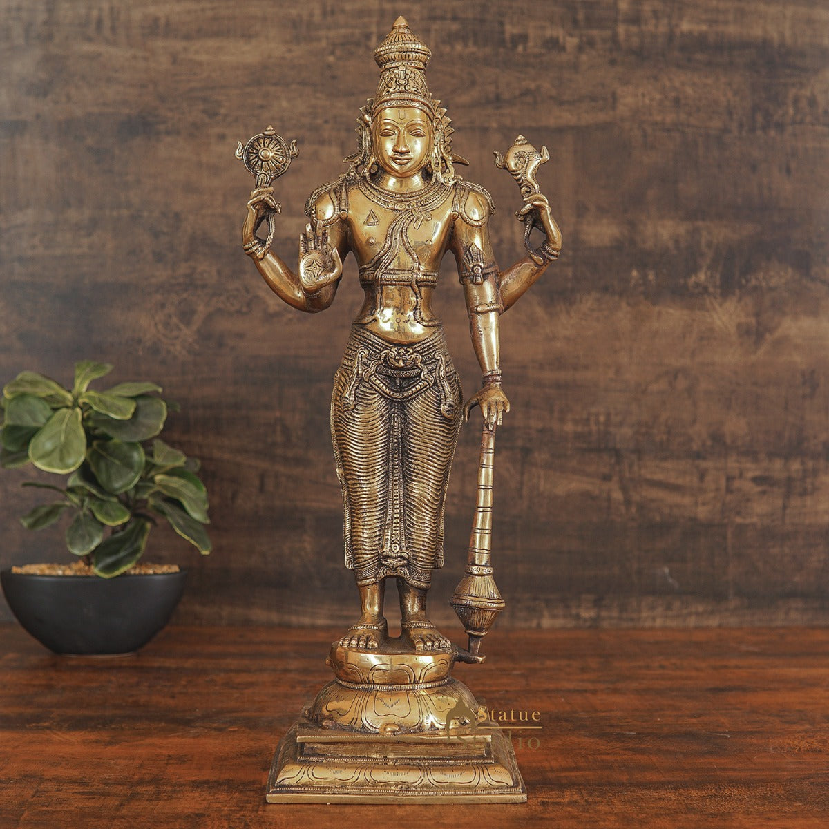 Brass Antique Vishnu Idol Home Temple Dacor Religious Gift Statue 20 ...