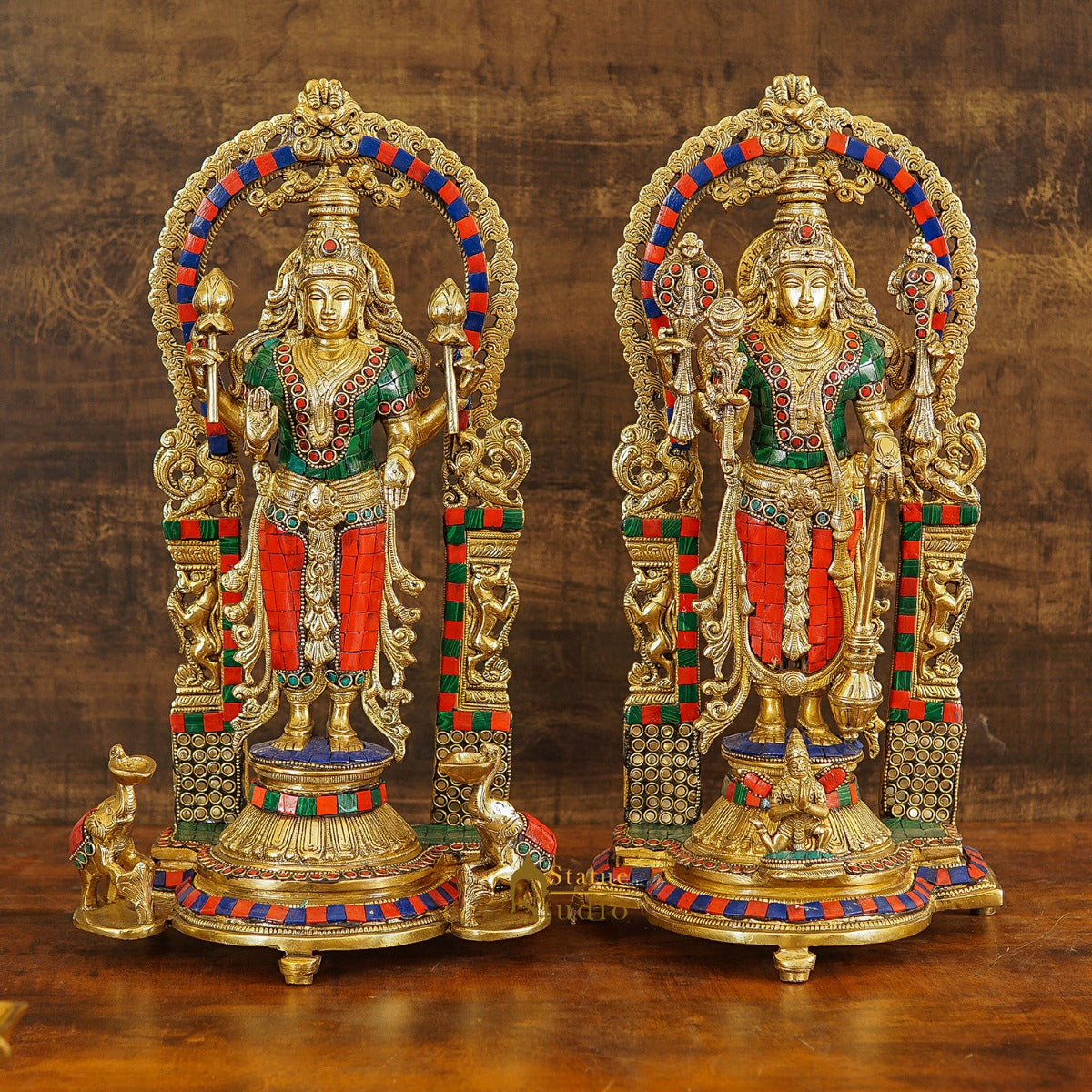 Brass Antique Vishnu Lakshmi Idol Home Temple Dacor Religious Gift ...