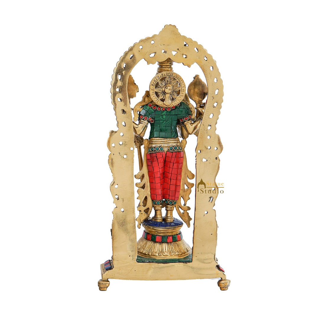 Brass Antique Vishnu Idol Home Temple Dacor Religious Gift Statue 20 ...