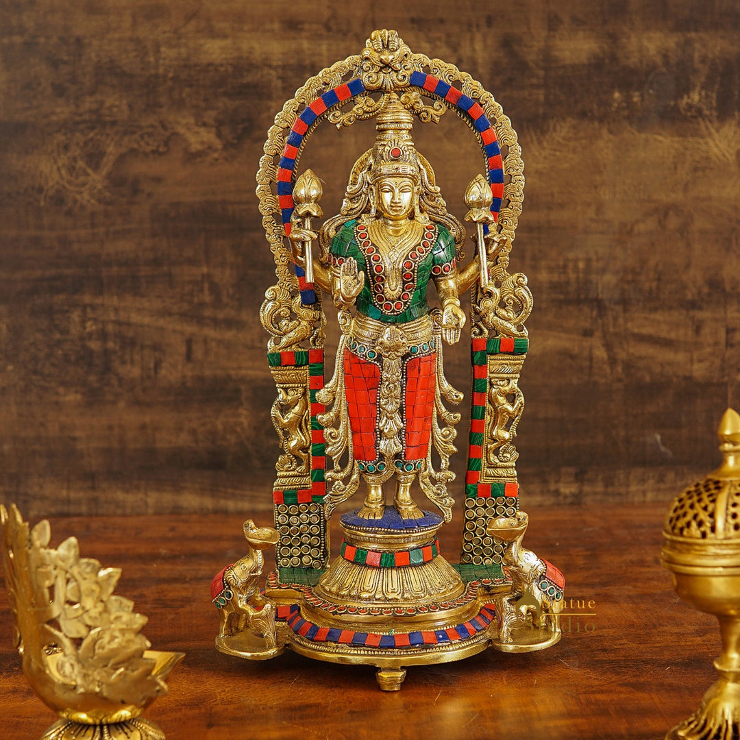 Brass Antique Vishnu Idol Home Temple Dacor Religious Gift Statue 20 ...