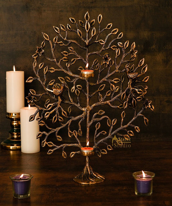 Brass Antique Tree Showpiece For Home Table Dacor With TeaLight Candle ...