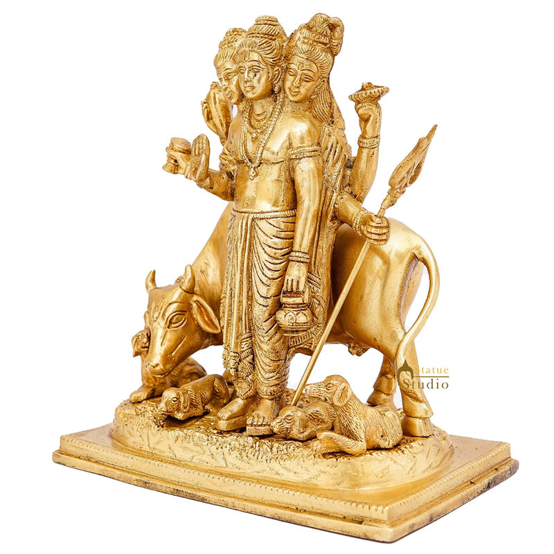 Brass Trinity Of Hindu God Dattatreya Idol Home Temple Religious Décor ...