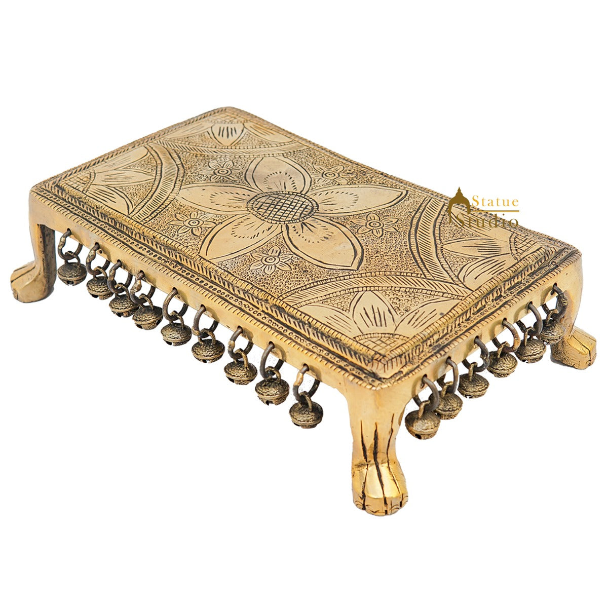 Brass Designer Puja Chowki Pedestal Antique Furniture Home Pooja Room ...