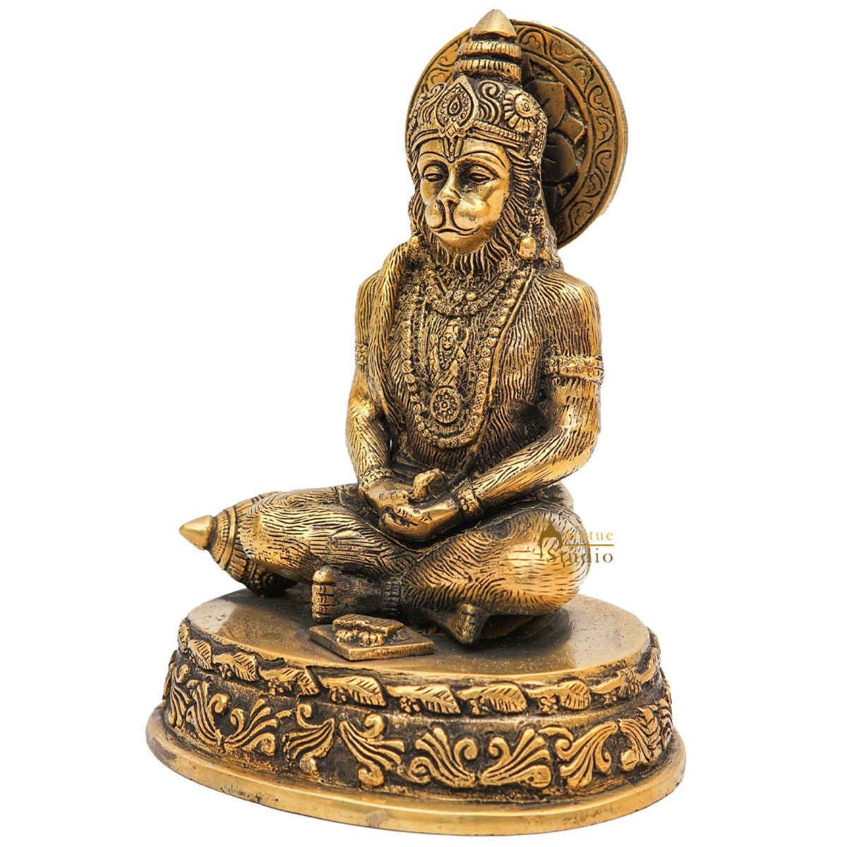 Brass Lord Hanuman Meditation Idol For Home Pooja Room Décor Showpiece 7"