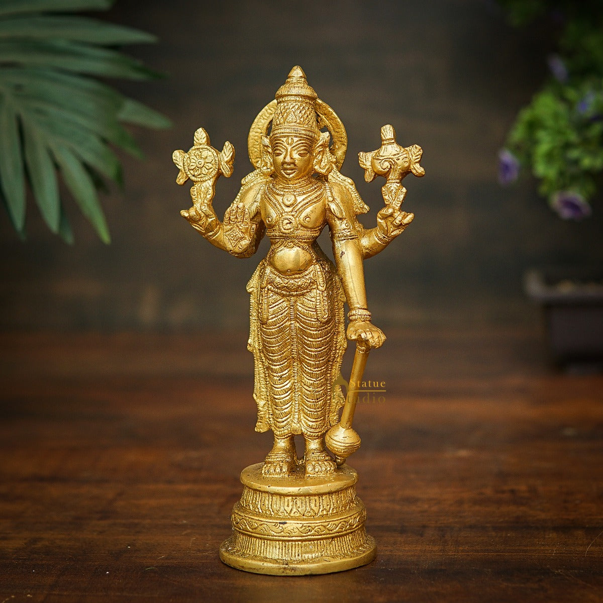 Brass Fine Vishnu Idol Home Pooja Room Décor Gift Statue 8" – StatueStudio