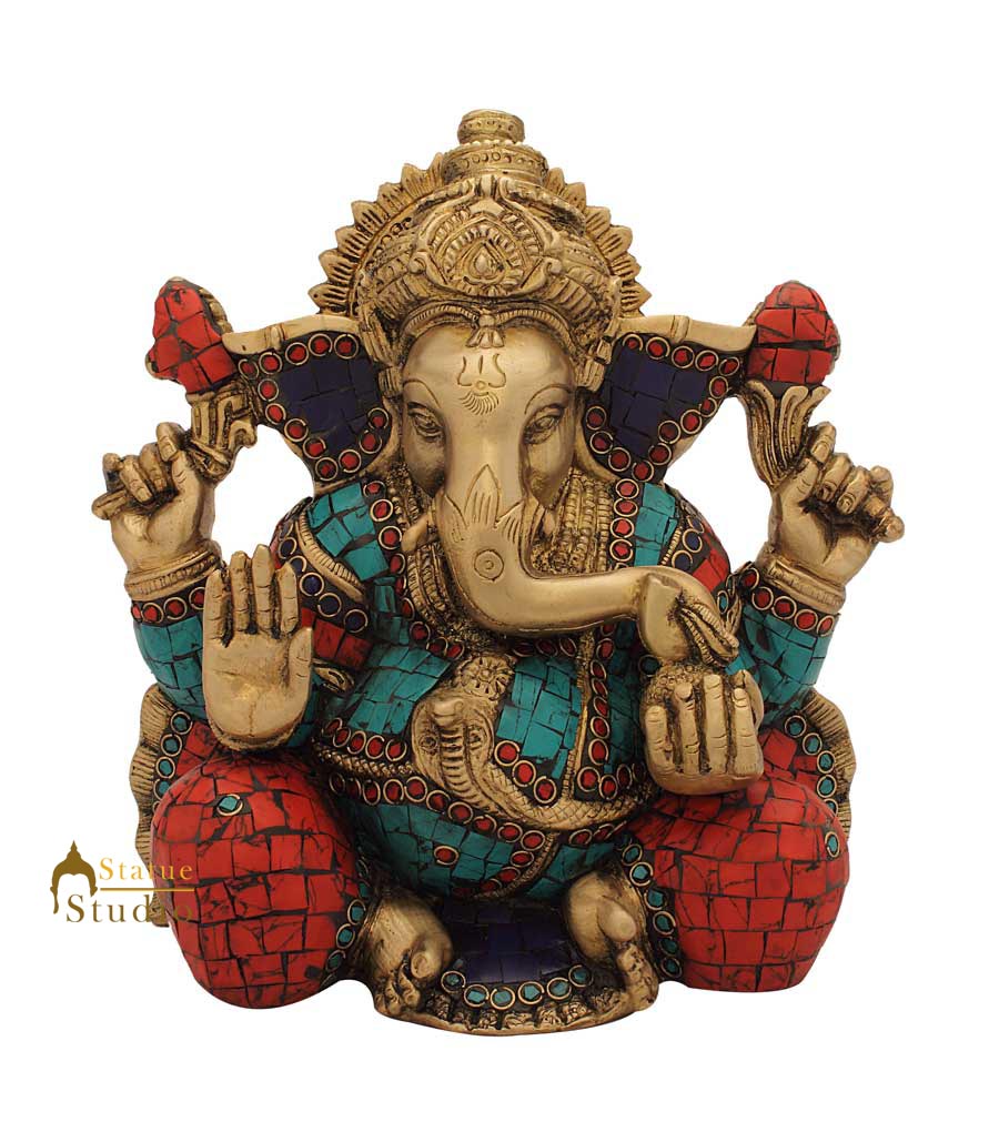 Hindu god elephant lord ganesha statue nepal turquoise coral religious ...