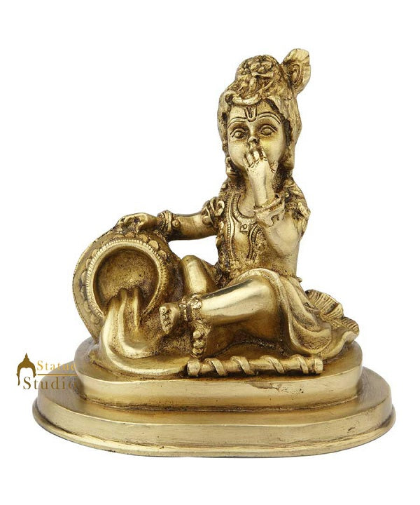 Rare brass hindu god lord bal krishna gopal idol pooja religious décor ...