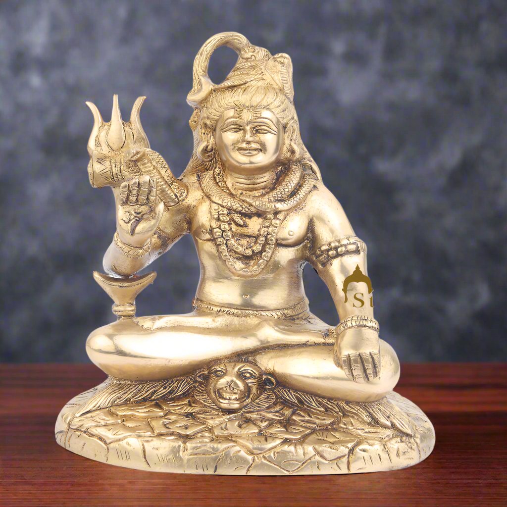 Brass Shankar Bhagwan Mahayogi Shiva Statue 8" – StatueStudio