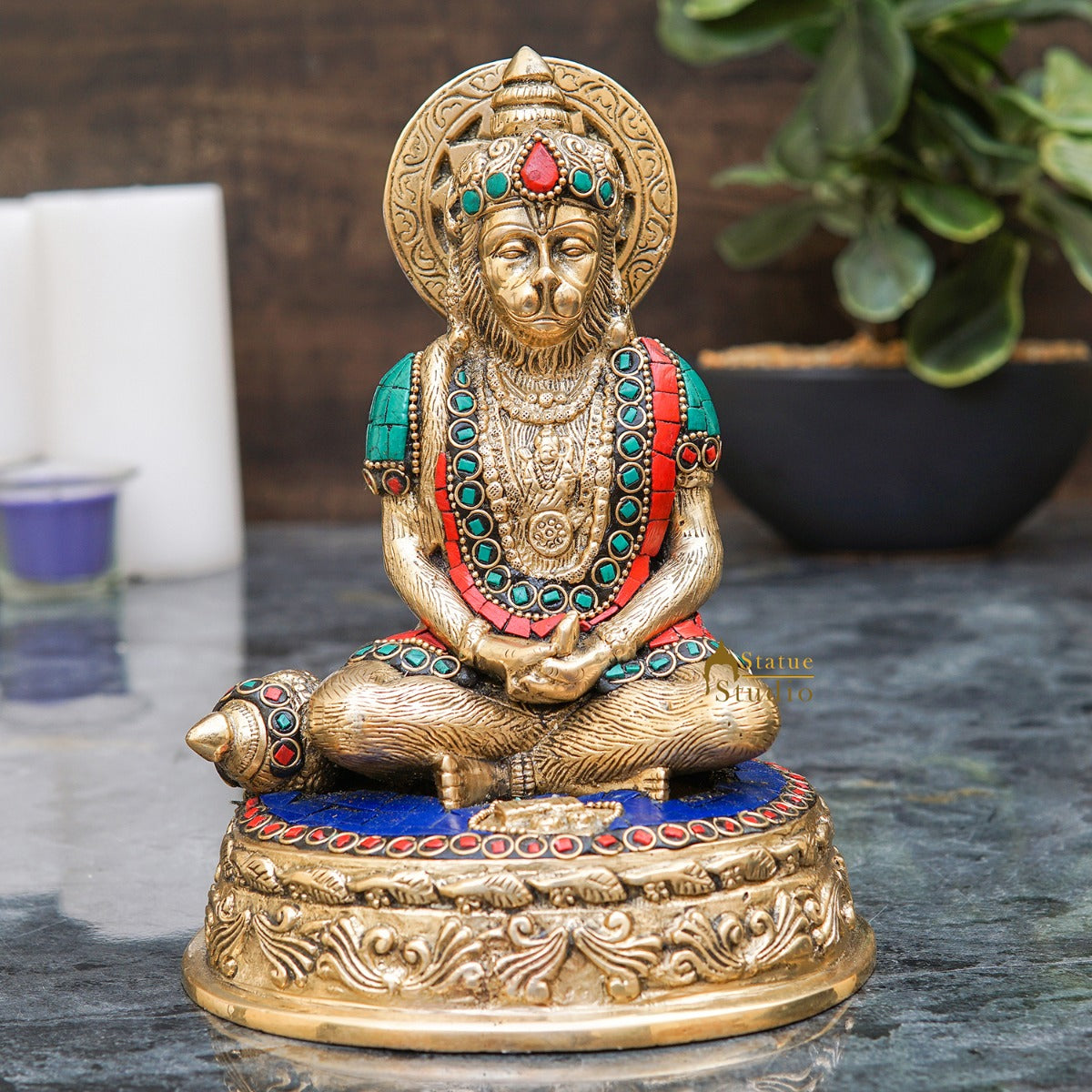 Brass Hanuman Idol Mahabali Hindu God Statue Home Puja Room Dacor ...